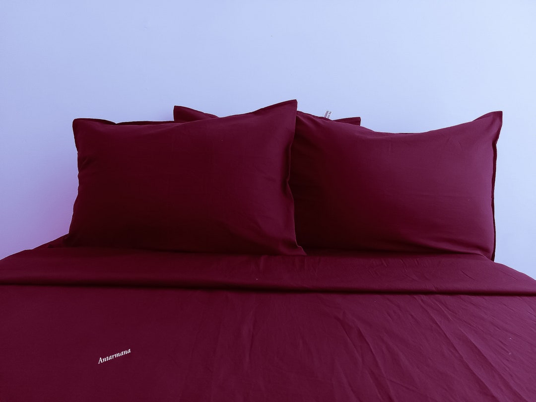 Linen 100% Red Burgundy Linen Sheet Set / Red Linen Bedding Set / 1 ...