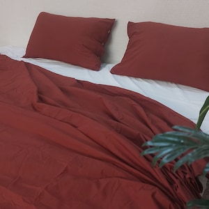 Linen 100% Pure Duvet Cover in Maroon/ Bedding Duvet Cover/ Bohemian ...