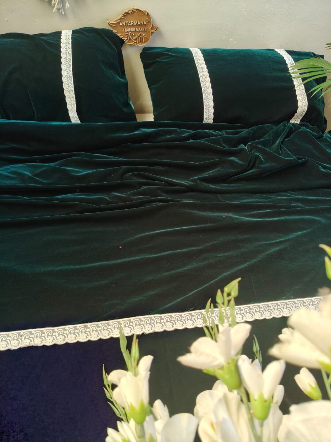 3 Pieces Set Luxury Crushed Velvet Duvet Cover Boho Bedding UO ...