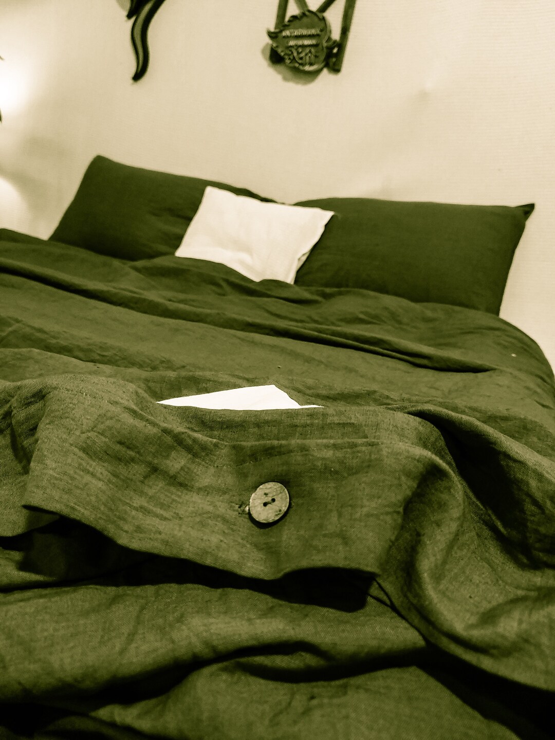 Linen 100% Pure Olive Green Duvet Cover/3pcs Set Olive Green - Etsy