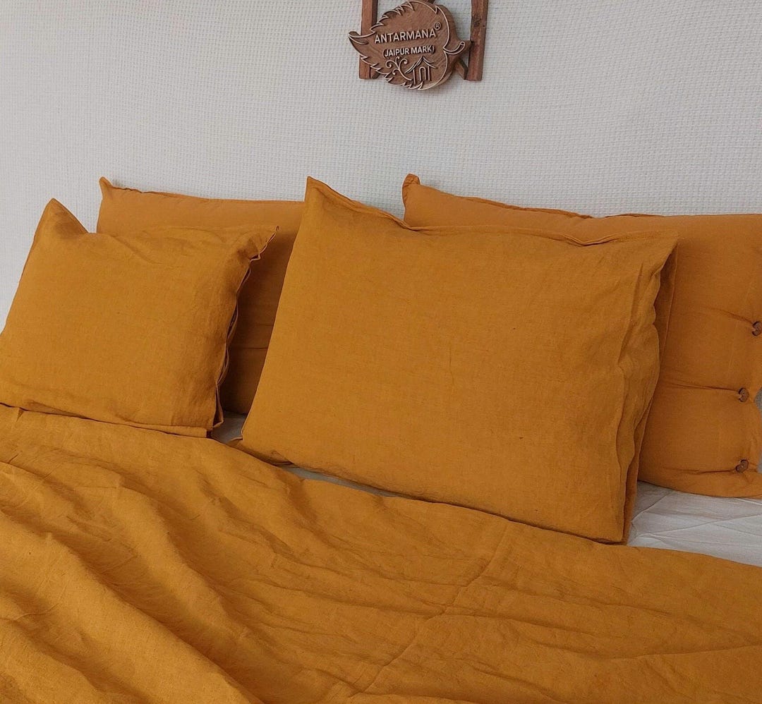Marigold Linen Duvet Cover Set, Organic Cotton Bedding - Etsy