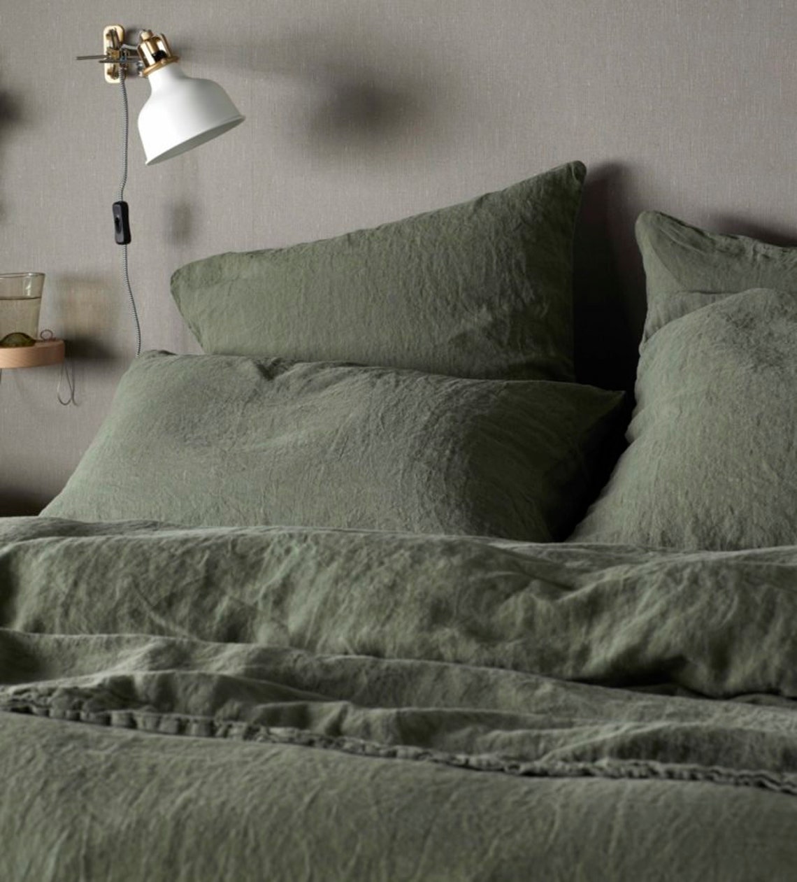 Linen 100% Pure Olive Green Duvet Cover/3pcs Set Olive Green - Etsy