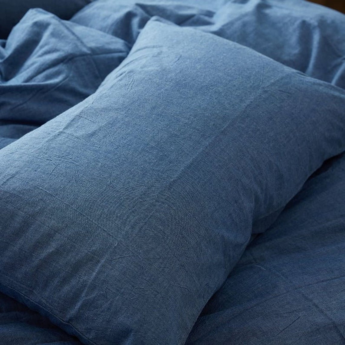 Linen 100% Pure Denim Duvet Cover With Matching Pillow Cases / - Etsy