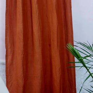 Rust Washed Linen Long Curtain/2 Panels Solid Farmhouse and Modern ...
