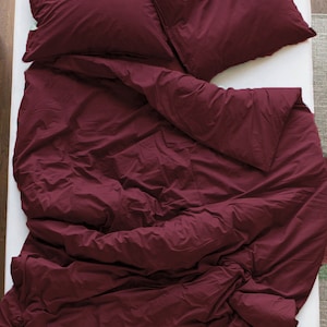 Linen 100% Pure Duvet Cover in Maroon/ Bedding Duvet Cover/ Bohemian ...