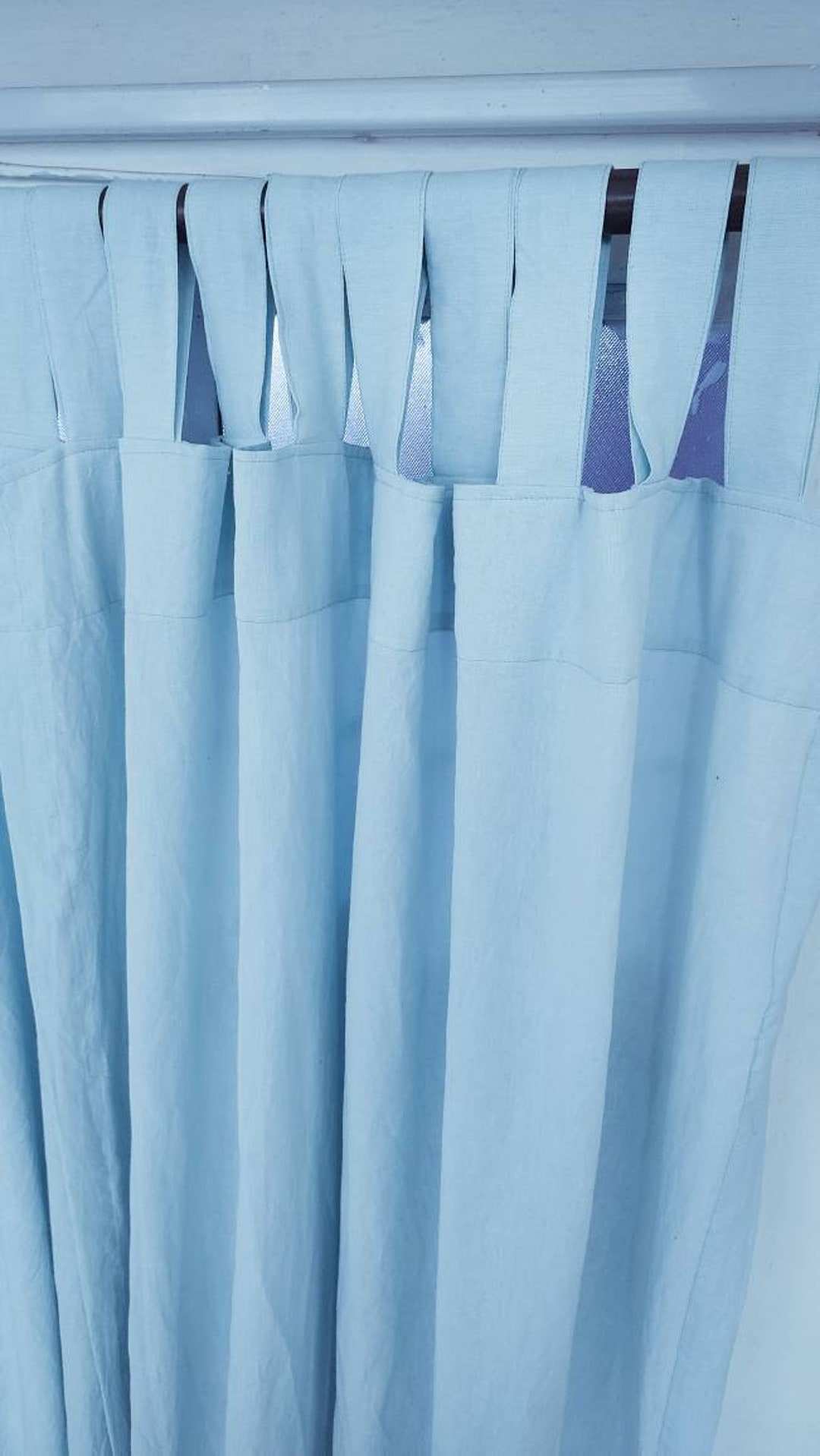 Blue Linen Curtains Window Living Room Curtain Extra Large - Etsy