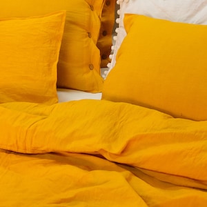 Linen 100% Pure Mustard Yellow Color Washed Mustard Duvet Cover With ...