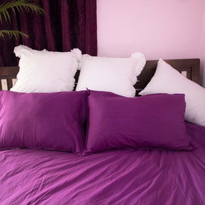 Violet 100% Cotton Bedding Set: Flat Sheet, Fitted Sheet & Pillowcases ...