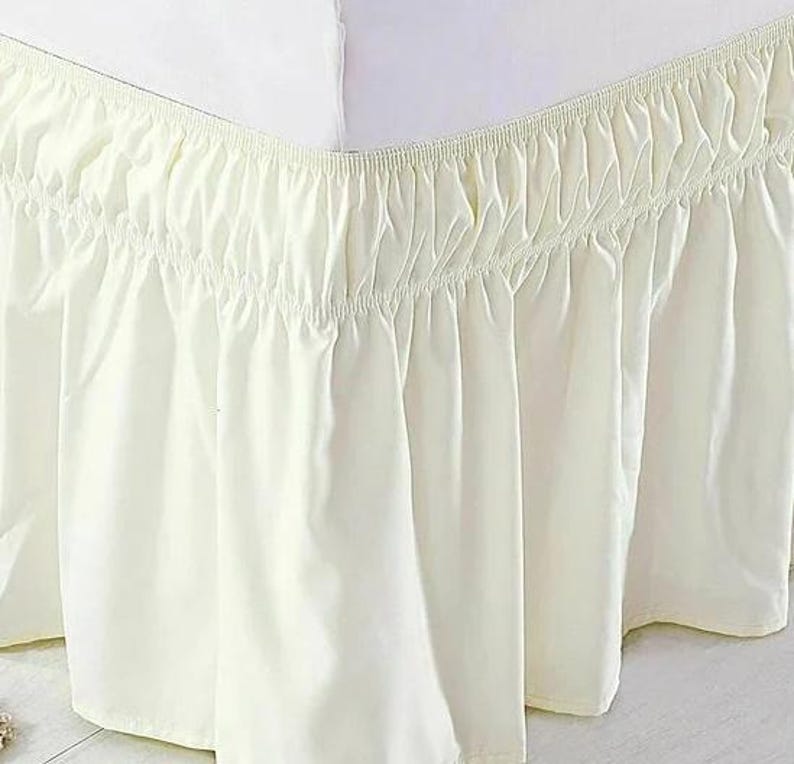 Ivory Cotton Bed Skirt – Ruffled Wrap-around, Elastic Drop - Etsy