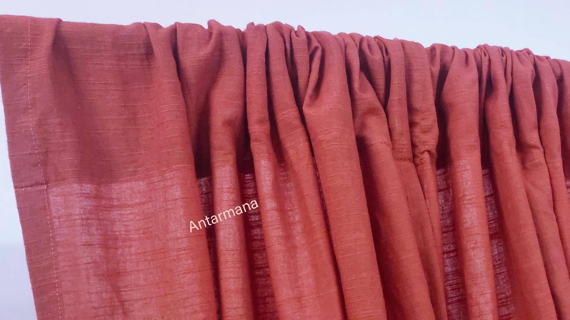 Rust Washed Linen Curtain Panel Set, Farmhouse Style - Etsy