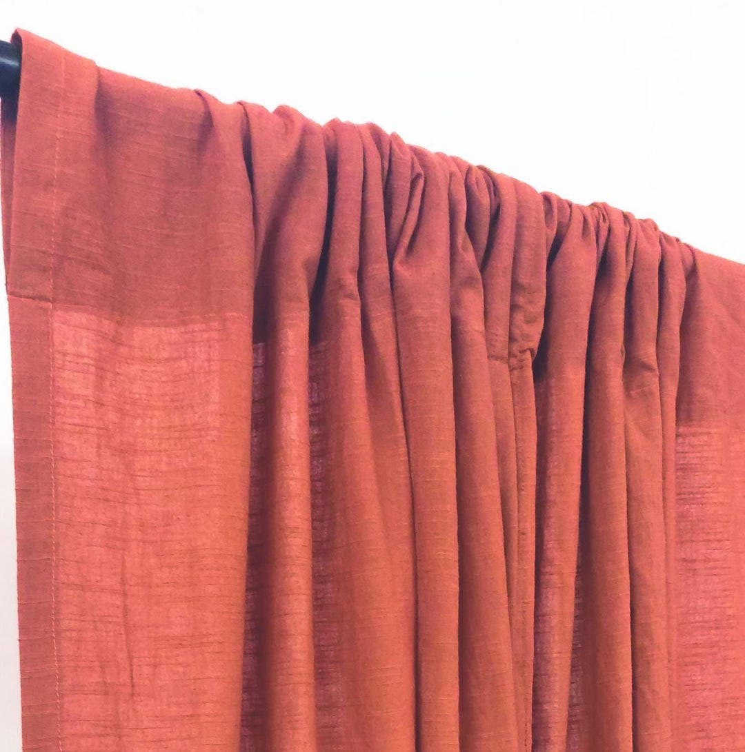 Rust Washed Linen Curtain Panel Set, Farmhouse Style - Etsy