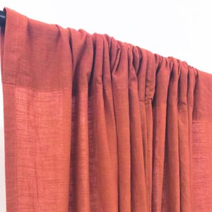 Rust Washed Linen Long Curtain/2 Panels Solid Farmhouse and Modern ...