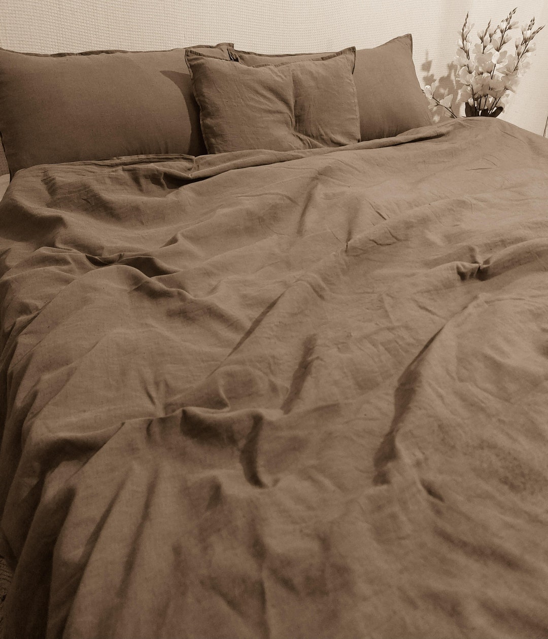 Linen 100% Brown Earthy Sheet /earthy Bedding Set / Linen Bedding Set ...