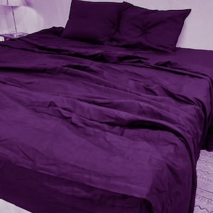 Linen 100% Violet Sheet Set /violet Bedding Set / Linen Bedding Set / 1 ...