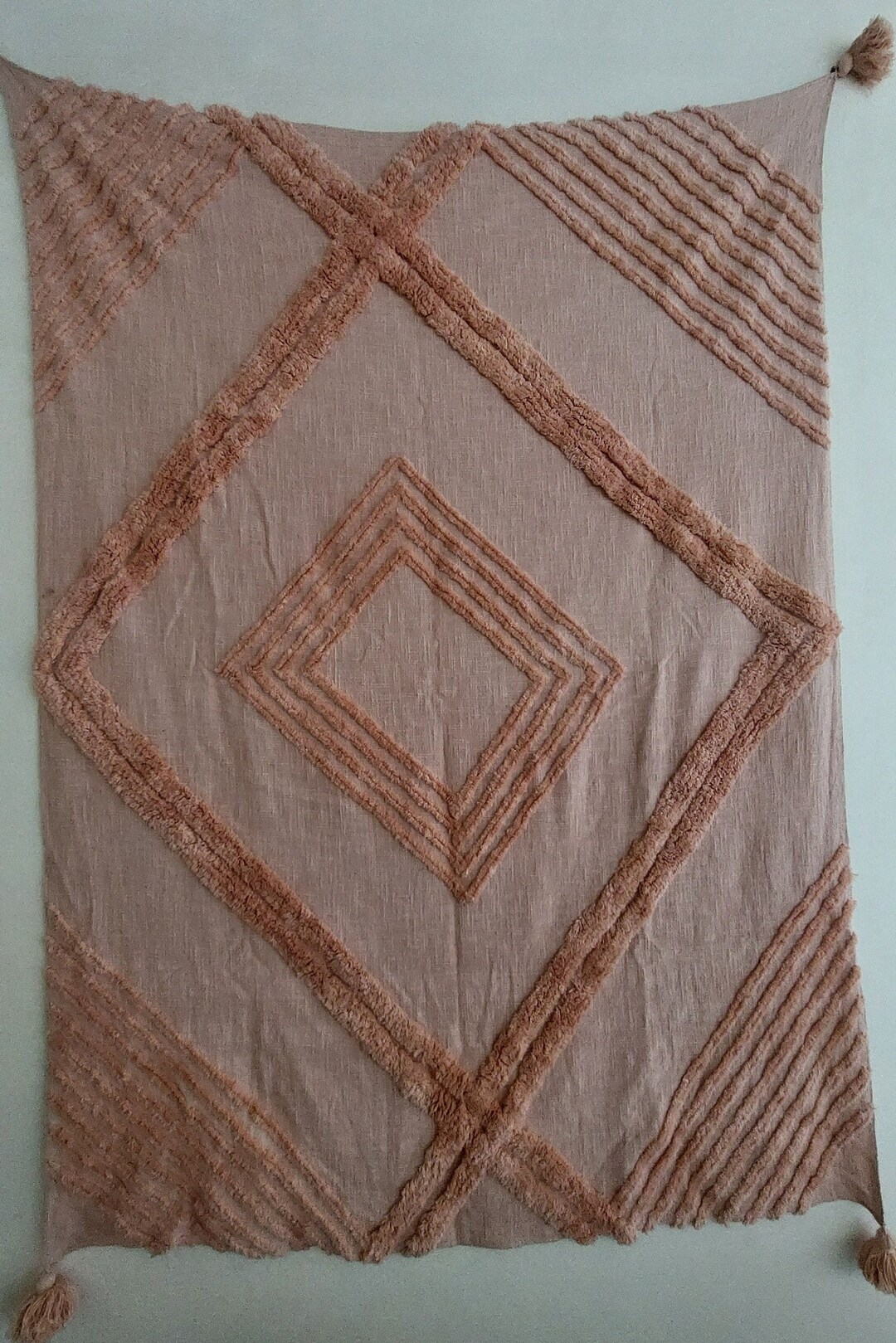 Light Pink Tufted Throw - Light Pink Hand Loom Cotton Throw Blanket ...