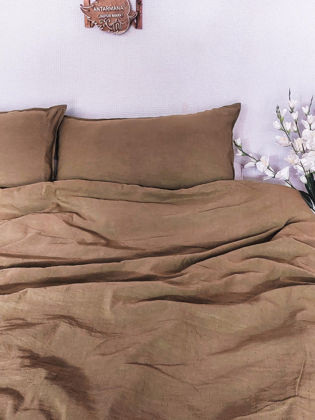 Linen Earthy Brown Duvet Cover / Brown Cotton Duvet Cover Double, Queen ...