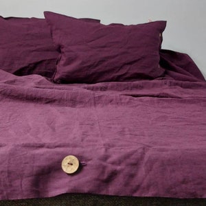 Linen 100% Pure Duvet Cover in Maroon/ Bedding Duvet Cover/ Bohemian ...