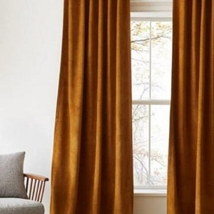 Cinnamon Velvet Curtains Window Living Room Curtain Extra Large Velvet ...