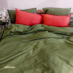 Linen 100% Pure Moss Green Duvet Cover/3pcs Set Moss Green Duvet ...