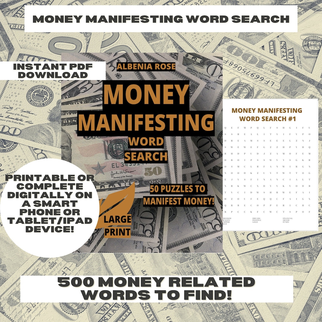 Money Manifesting Word Search Abundance Digital Download - Etsy