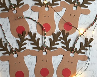 Reindeer Gift Tag | Etsy