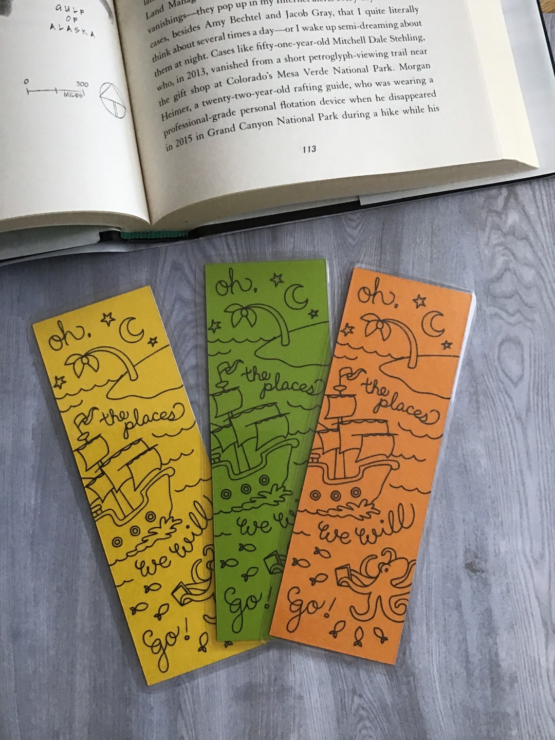 Set of 3 Laminated Bookmarks / Bookmarks for Kids / Oh the Places We ...
