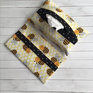 Tissue Pocket Holder / Fabric Tissue Pouch Set of 2 / Bumble Bee Kleenex Holder - Etsy