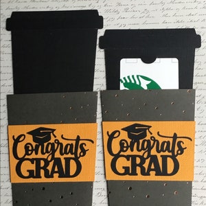 Set of 2 Graduation Gift Card Holders / Coffee Cup Gift Card Holder for ...