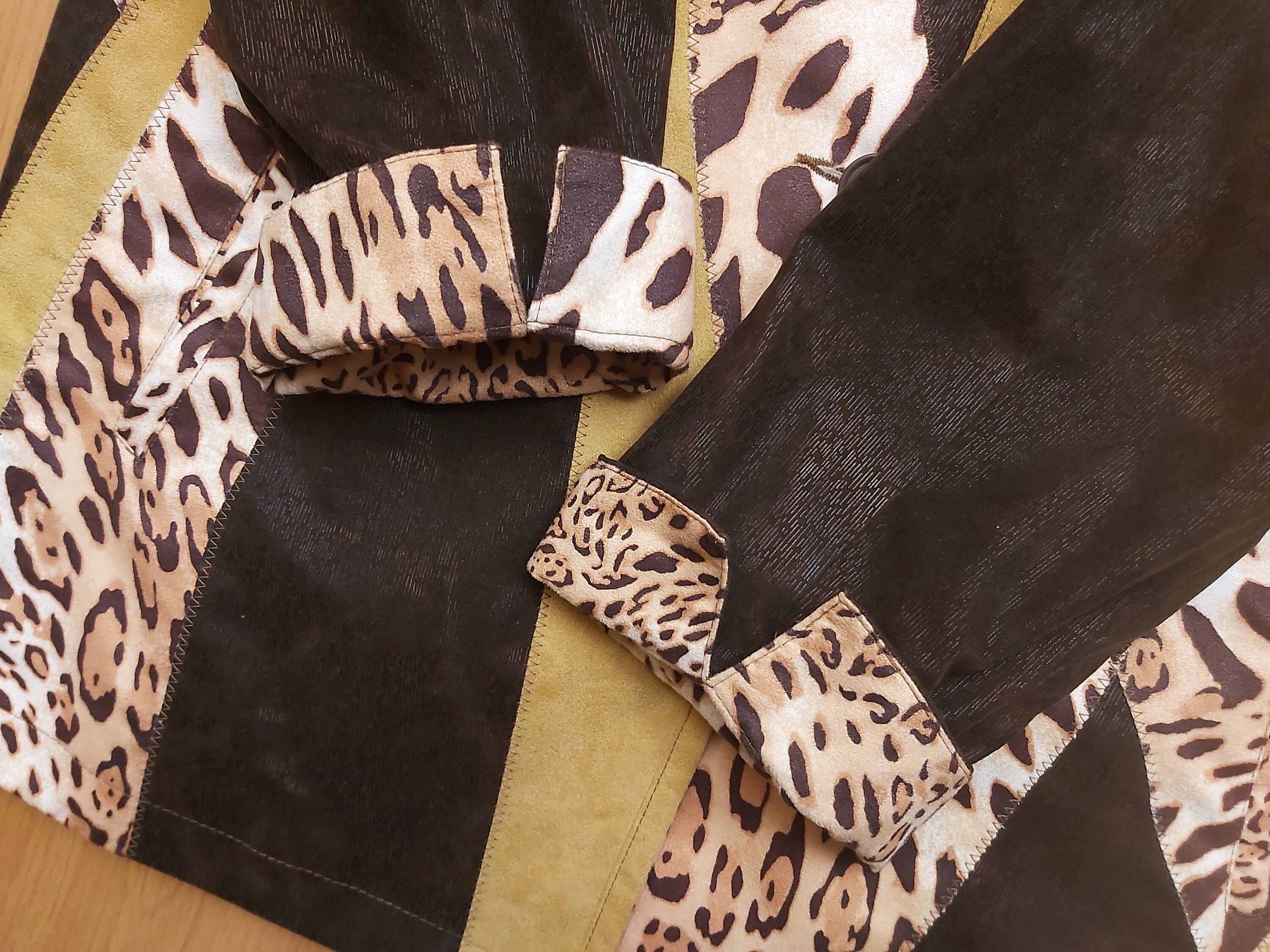 Vintage Dinoz Suede Leopard Print Patchwork Jacket Boho Geometric ...