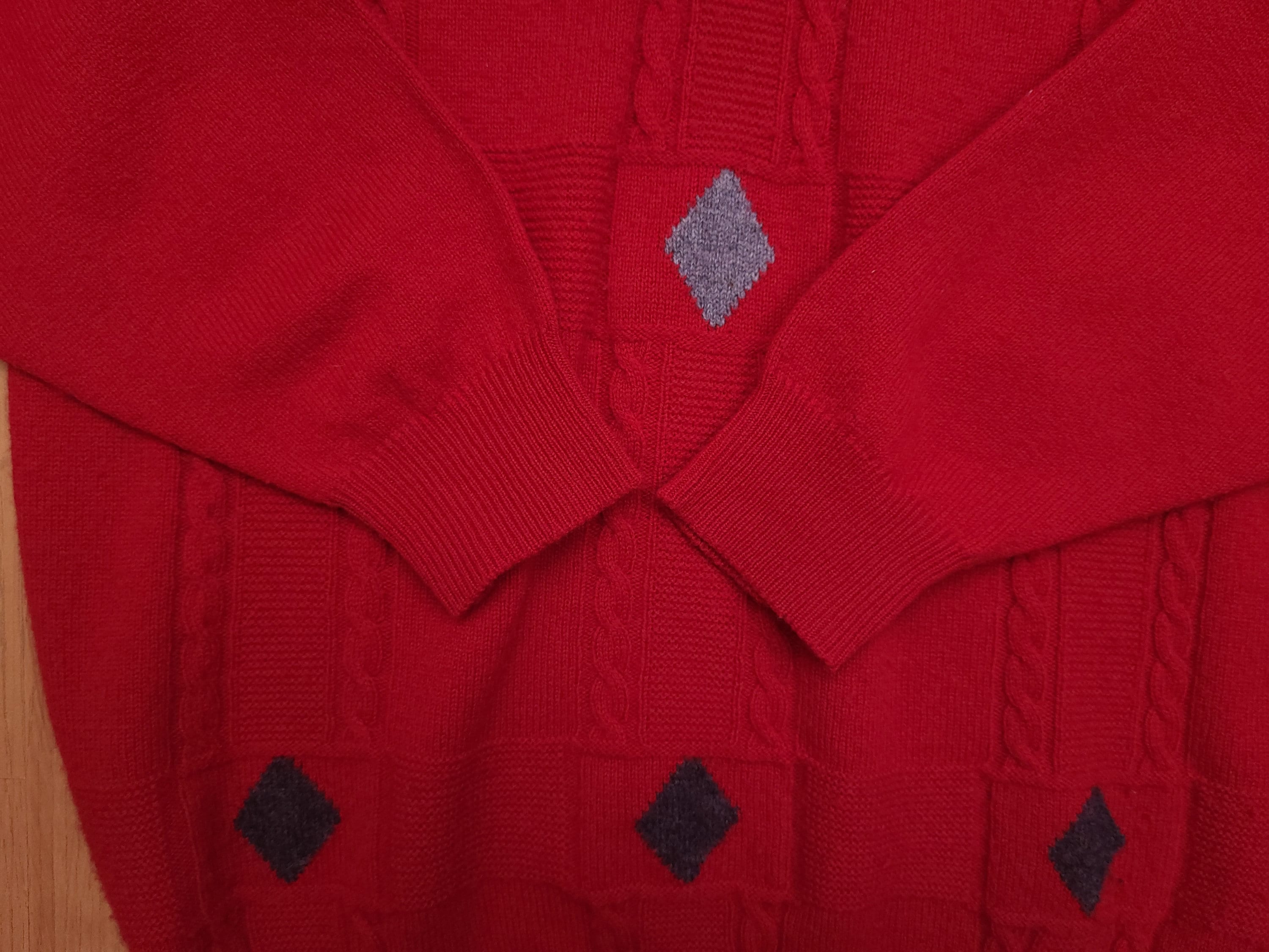 Vintage Lyle & Scott Woolmark Cable Knitted Argyle Pullover Jumper Golf ...