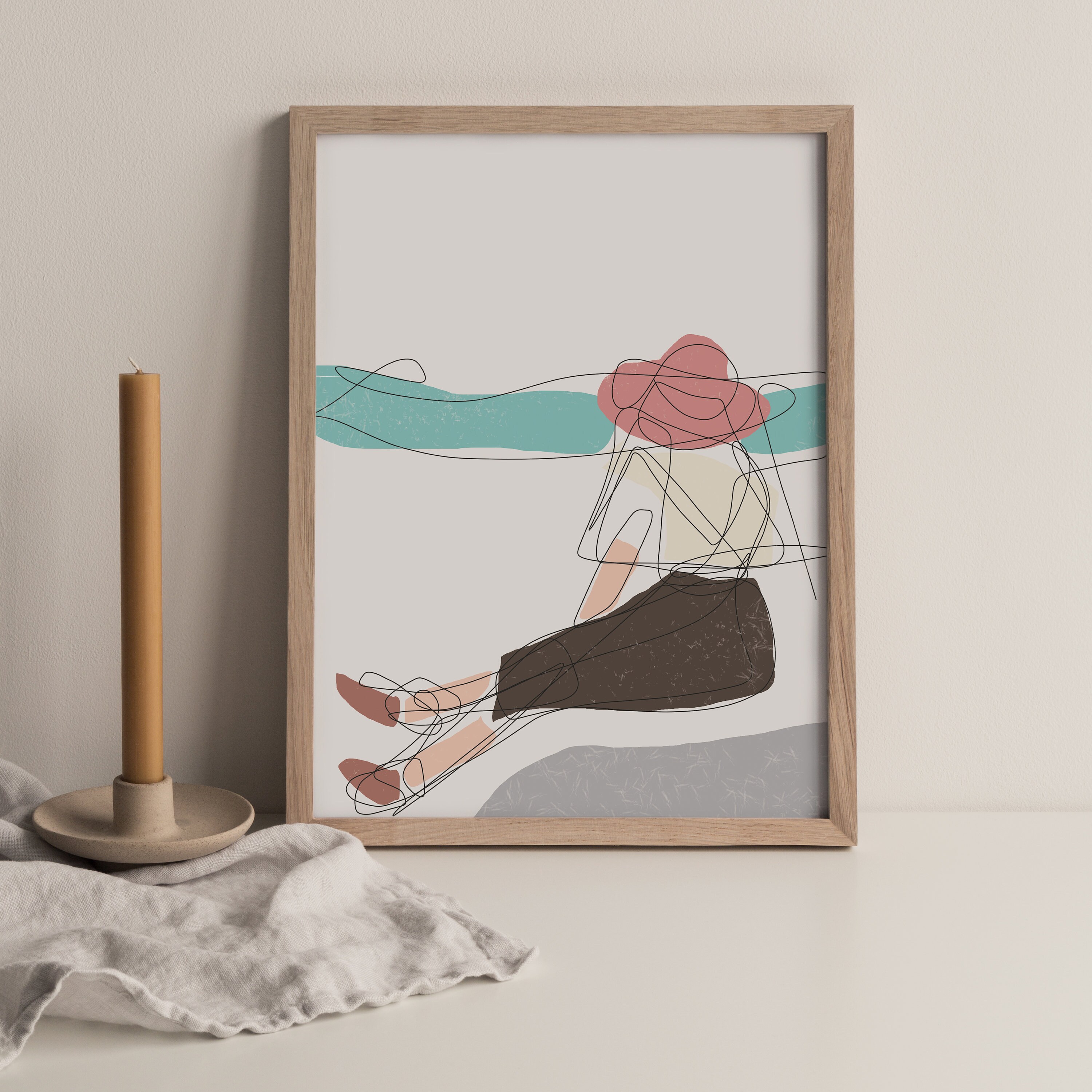 Girl Line Drawing | Instant Digital Download | Cute Girl Print ...