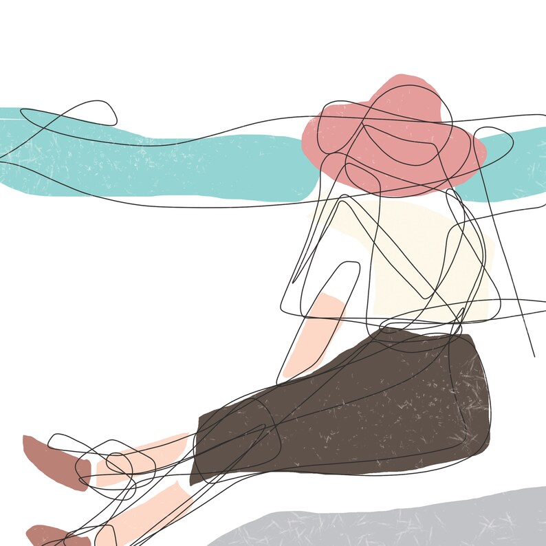 Girl Line Drawing | Instant Digital Download | Cute Girl Print ...