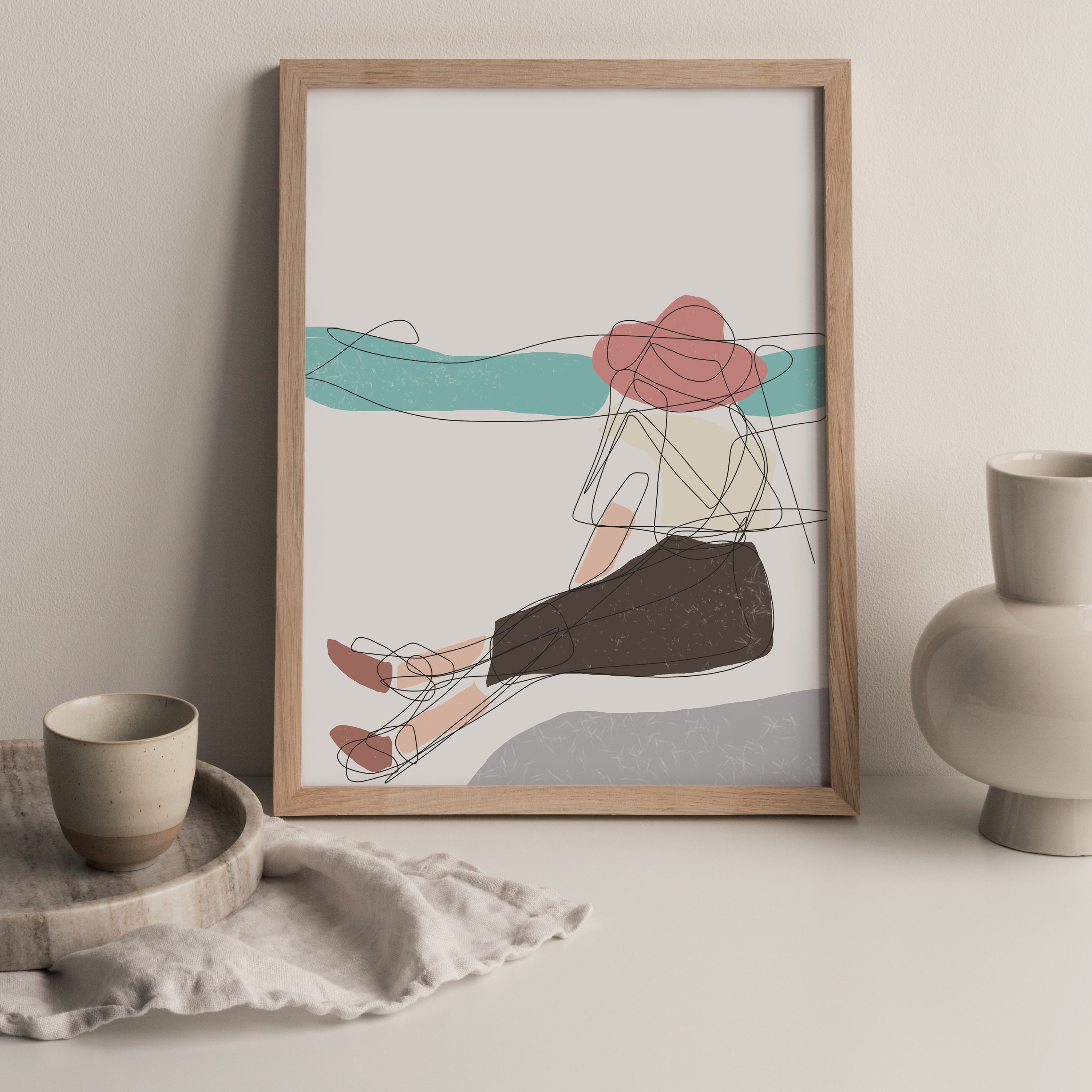 Girl Line Drawing | Instant Digital Download | Cute Girl Print ...