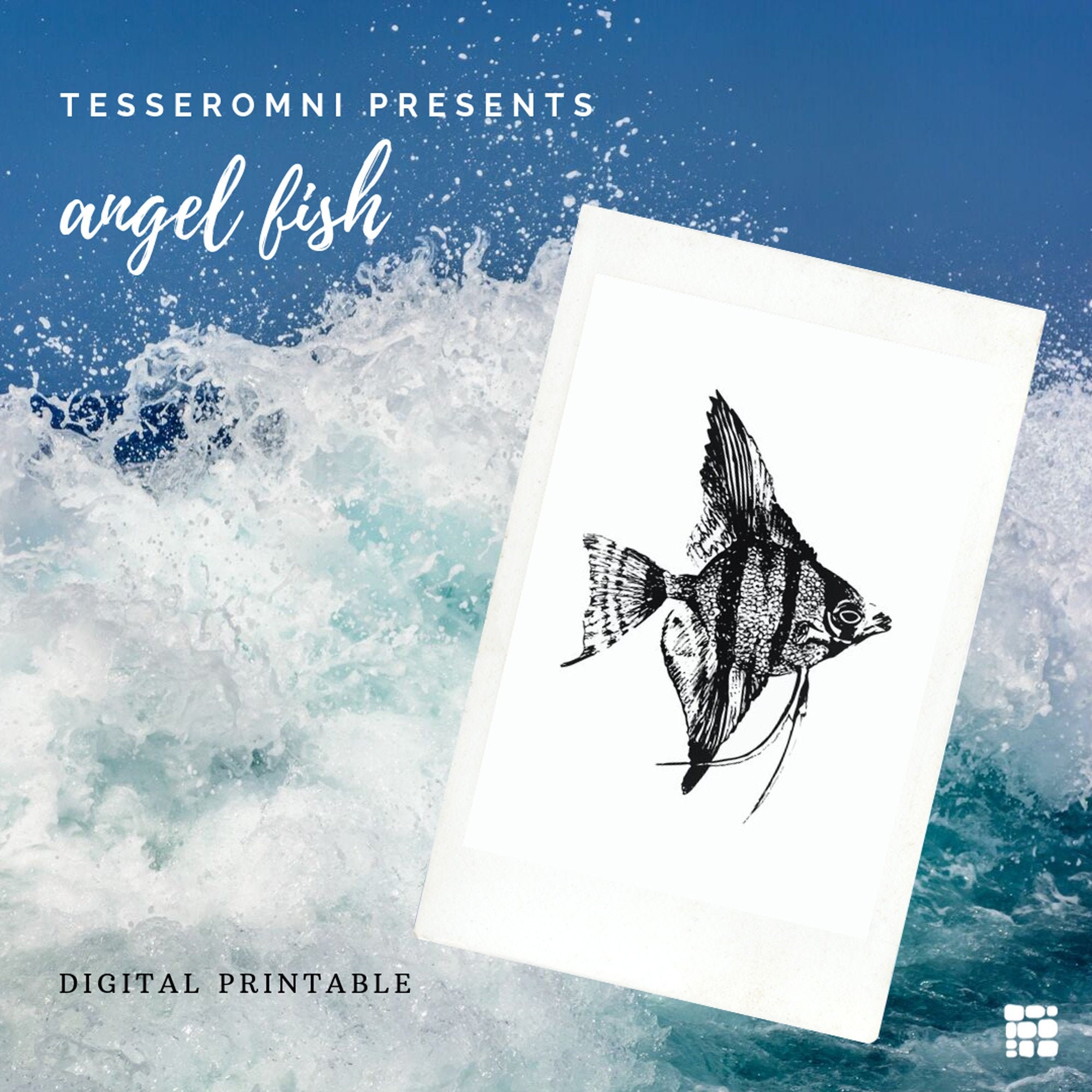 Angel Fish Drawing Digital Print - Art Print - Animal Printable ...