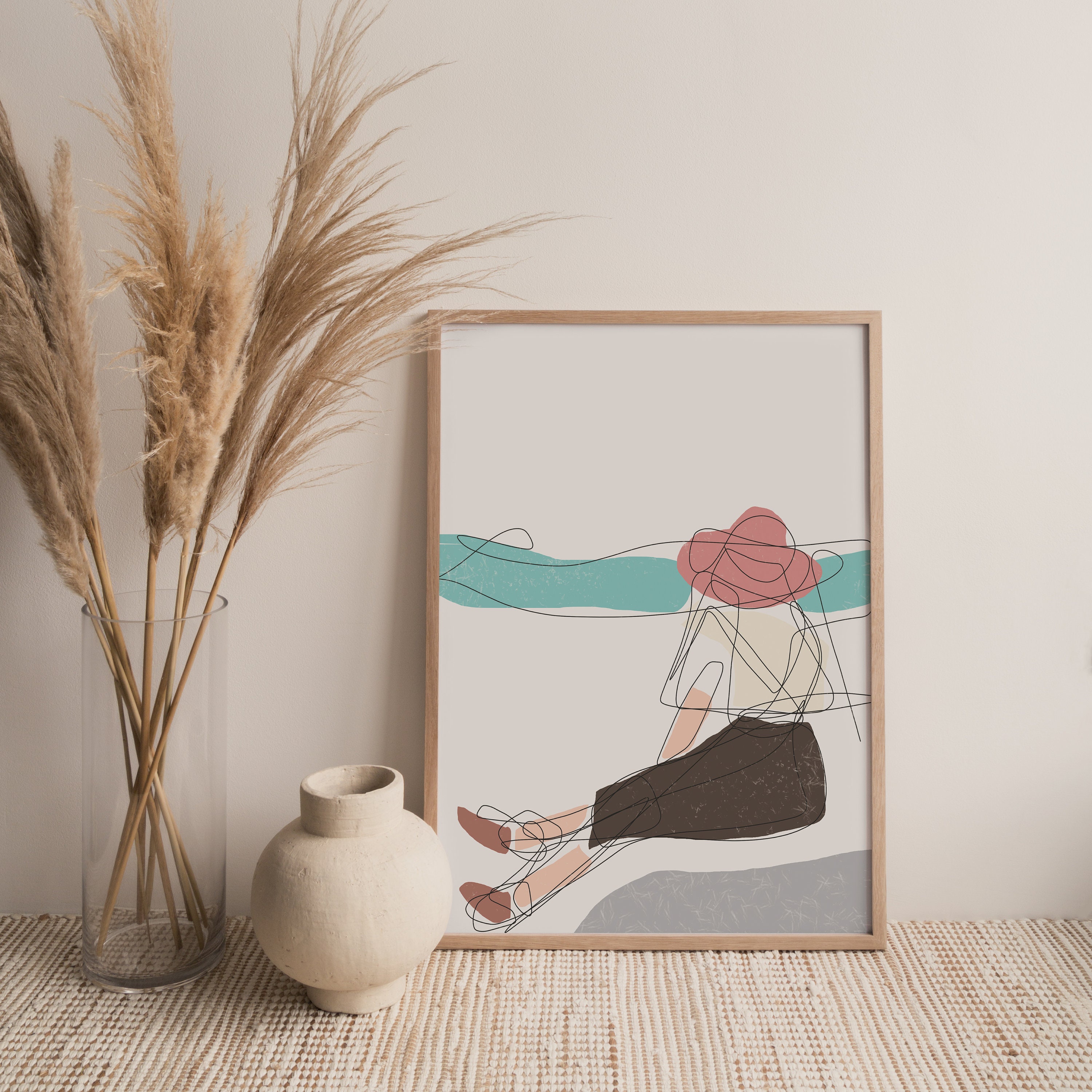Girl Line Drawing | Instant Digital Download | Cute Girl Print ...