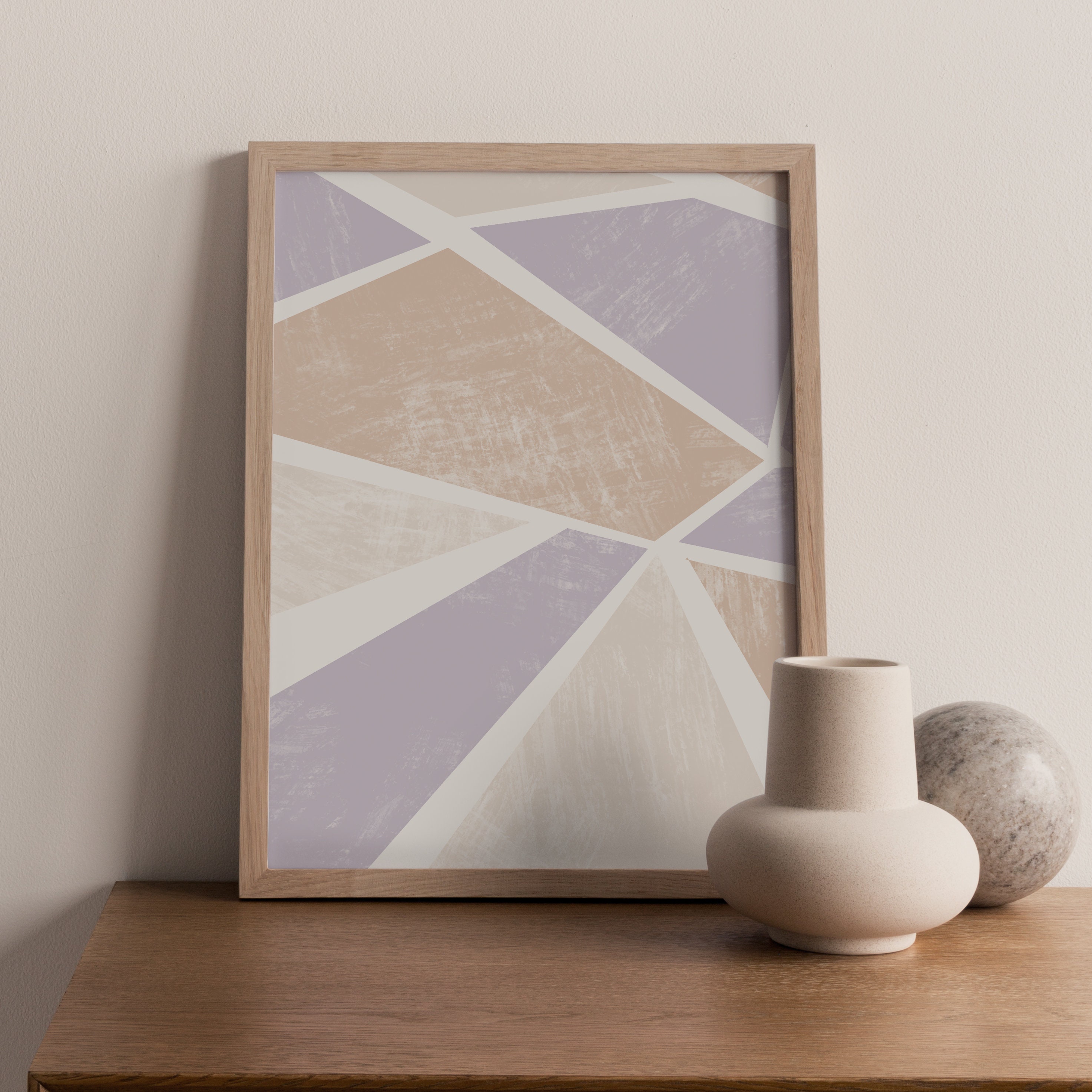 Abstract Neutral Color Geometric Print, Mid Century Geometric Print ...