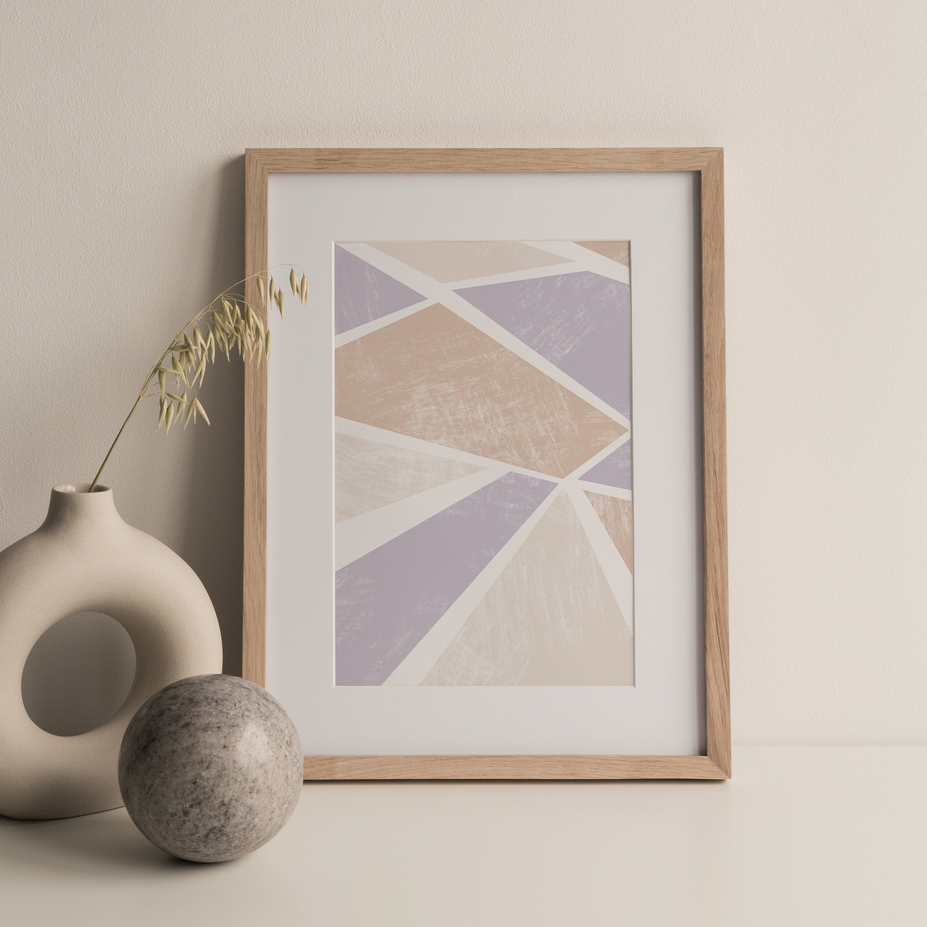 Abstract Neutral Color Geometric Print, Mid Century Geometric Print ...