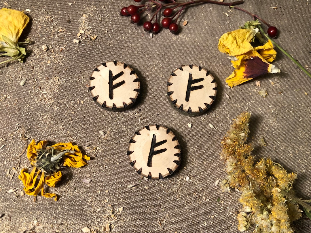 Fehu Runes on Black Cherry 3 - Etsy