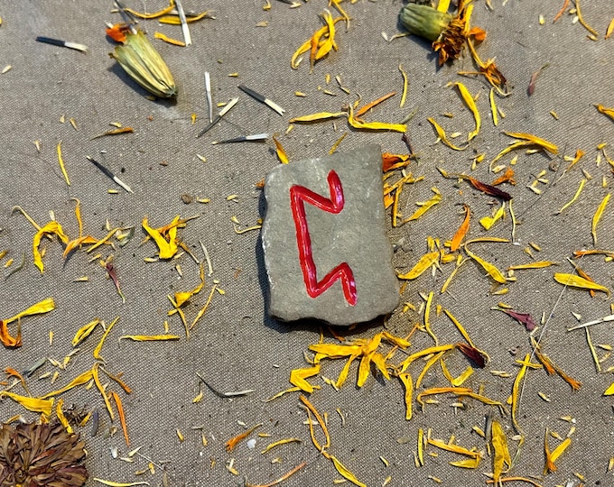 Perthro Rune Carved and Painted on Stone - Etsy