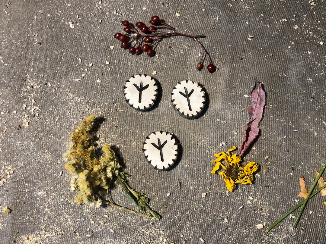 Algiz Runes on Red Dogwood (3) - Etsy