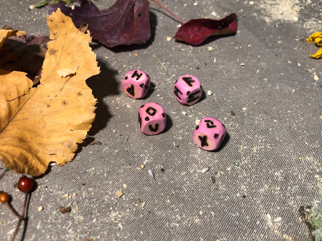 Elder Futhark Mini Dice Rune Set Pokeberry Stain. - Etsy