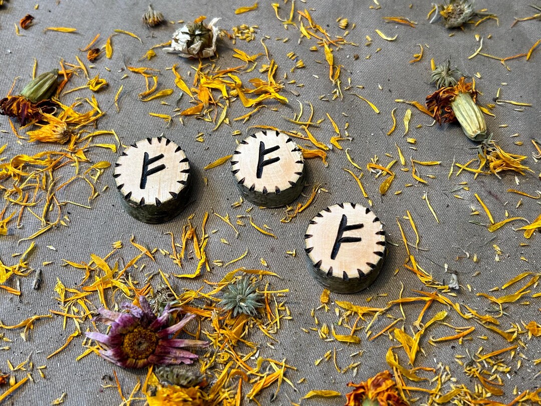 Fehu Runes on Black Birch (3) - Etsy