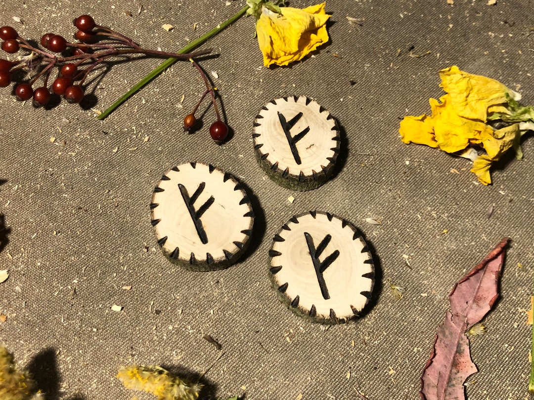 Fehu Runes on Red Dogwood (3) - Etsy