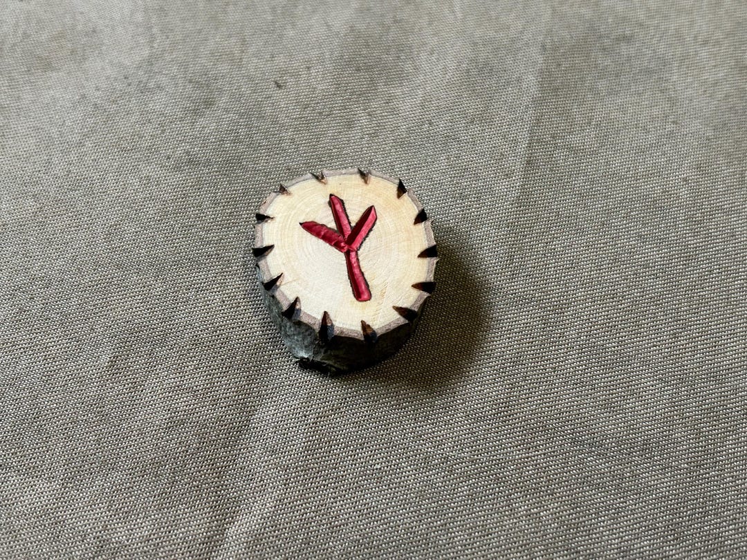 Hand Burned and Painted Algiz Rune on Maple! - Etsy