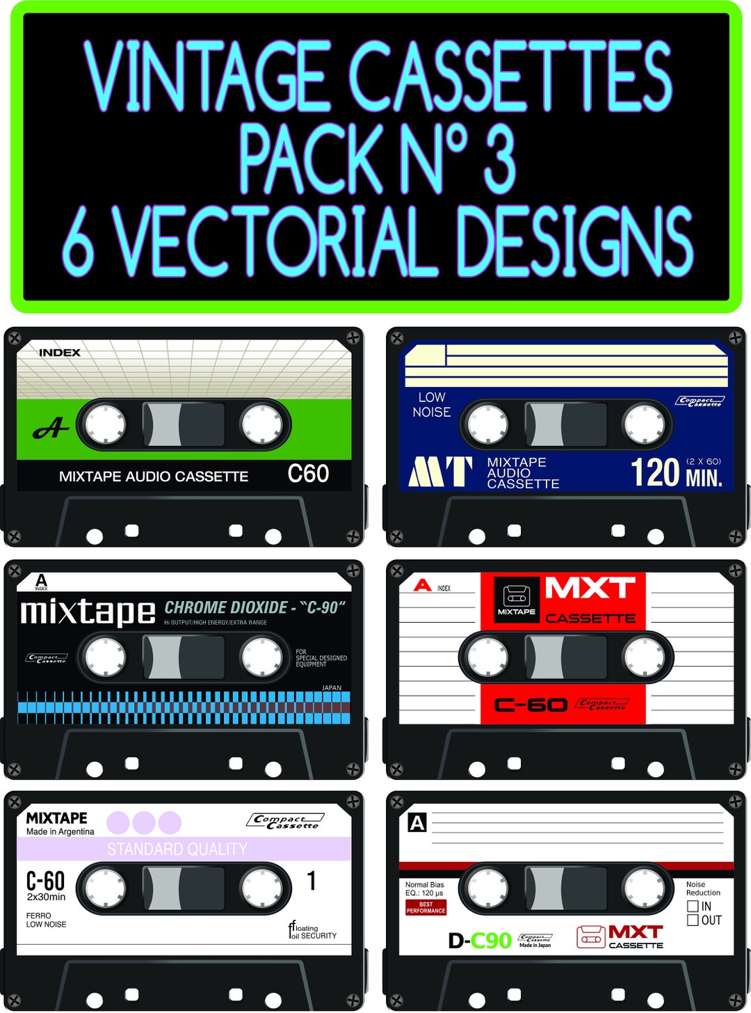 Audio Compact Cassette Vector Eps / Vintage Cassette Vector/ Clipart ...