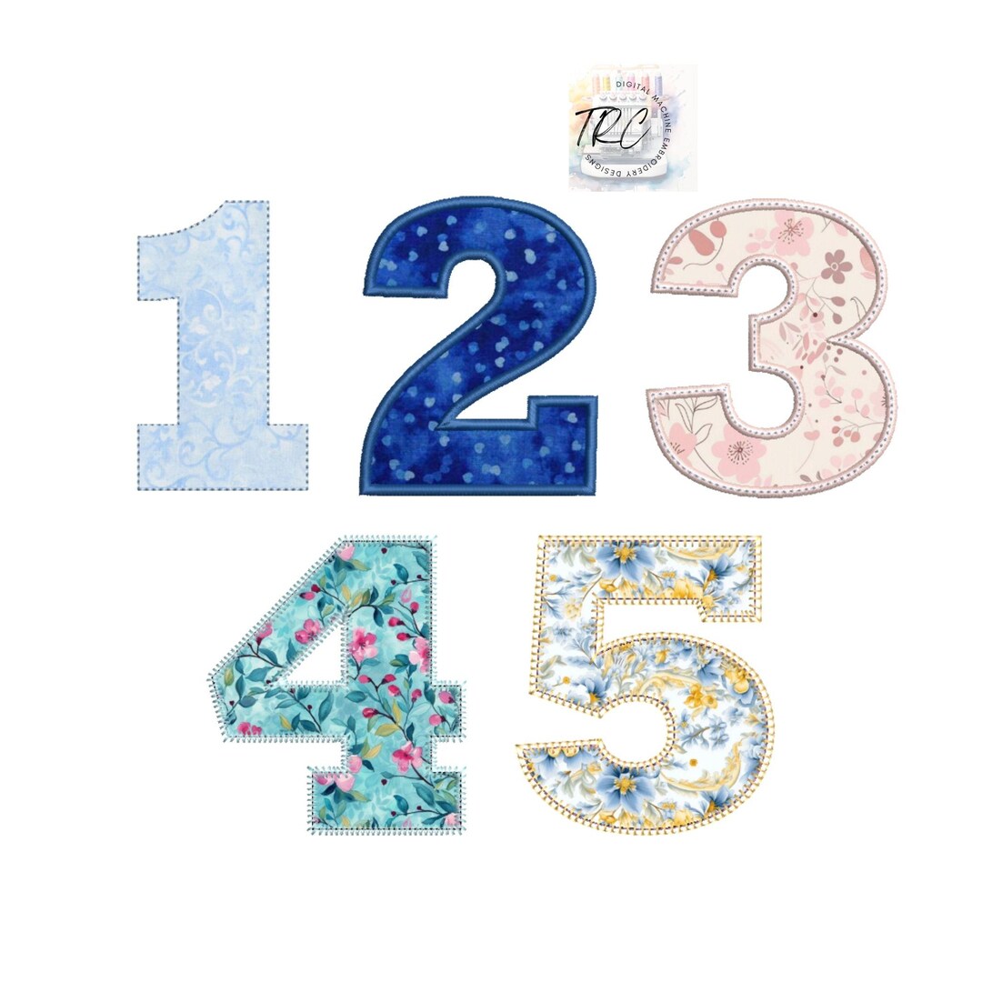 Basic Numbers Set 5 Styles Stitch, 7 Different Sizes, Embroidery Design ...