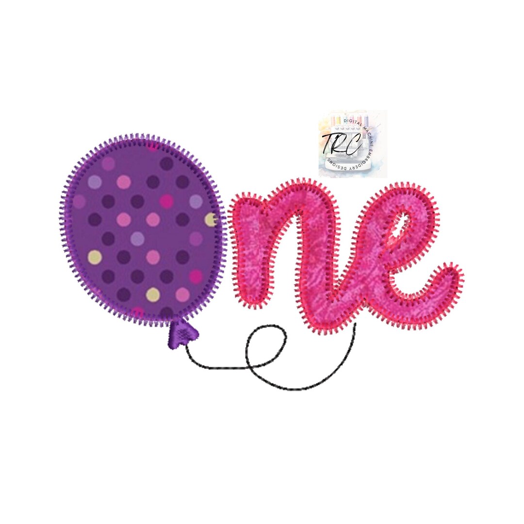 One Balloon Birthday Embroidery Design, Zigzag Stitch - Etsy