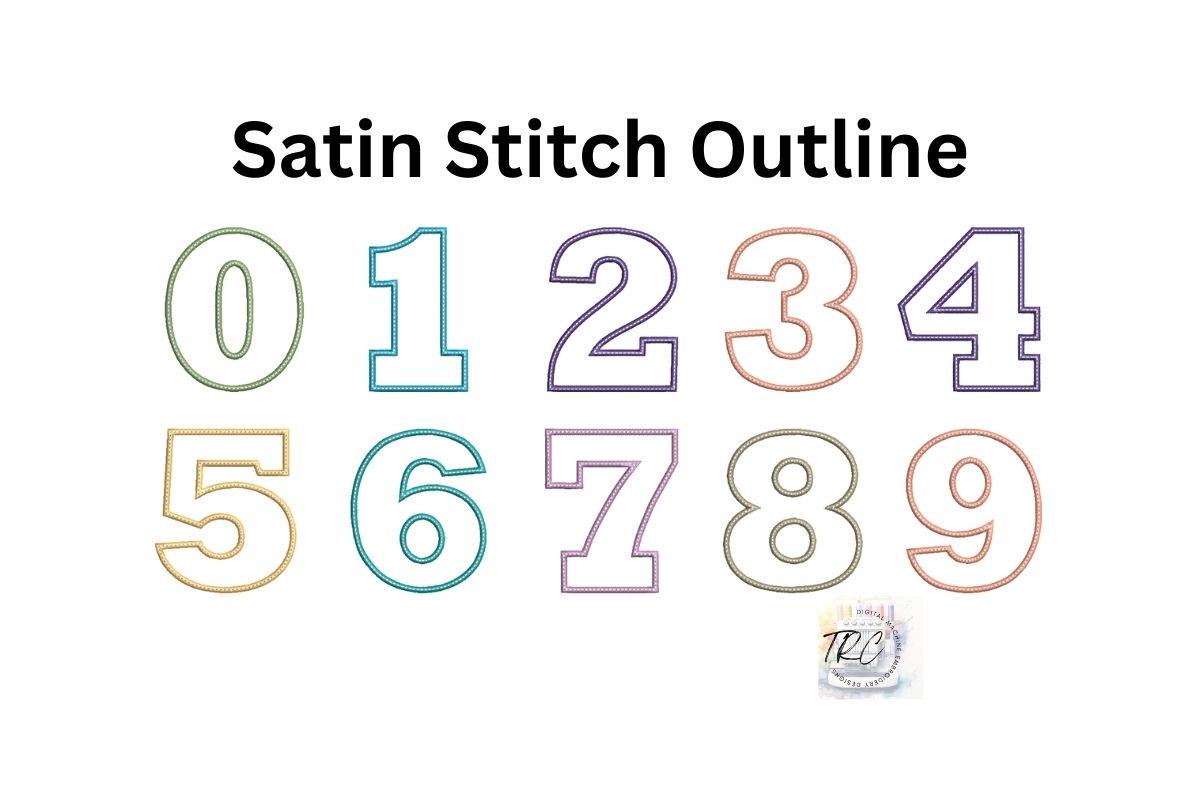 Basic Numbers Set 5 Styles Stitch, 7 Different Sizes, Embroidery Design ...
