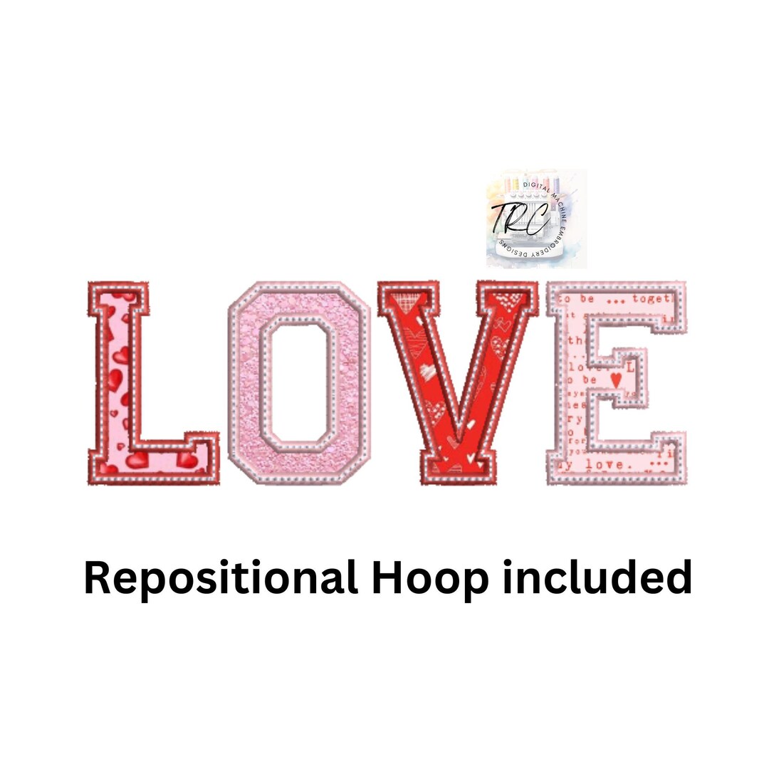 Love Applique Embroidery Design, Satin Stitch, 7 Sizes, Valentines ...