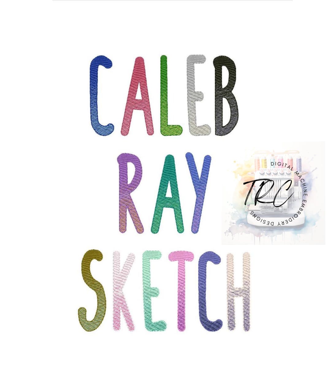Caleb Ray 2 Color Sketch Font Stitch Embroidery Design - Etsy